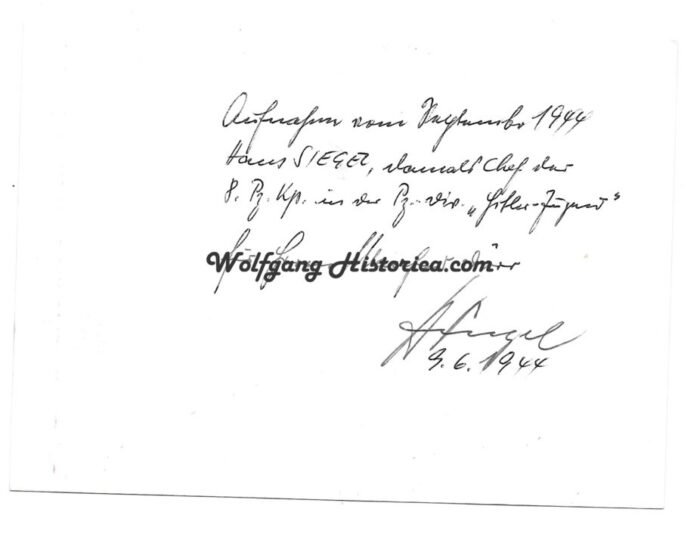 Hans Siegel – SS-Panzer-Regiment 12 “Hitlerjugend” – Wolfgang Historica