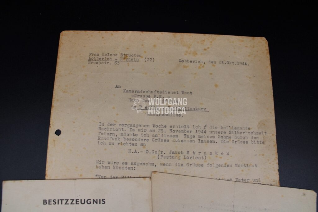 Award Document set of Festung Lorient – Marineflakbrigade & Wehrmacht ...
