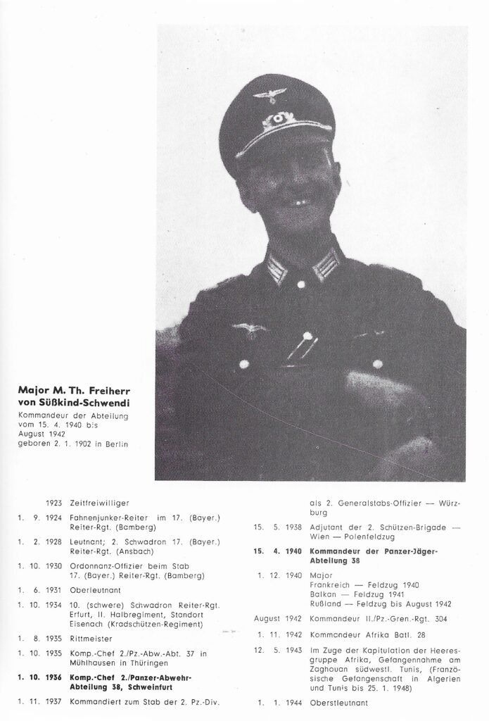 Wehrmacht Panzer Visor Cap – Fhr. v. Süsskind-Schwendi (PJA38, Pz.Gren ...