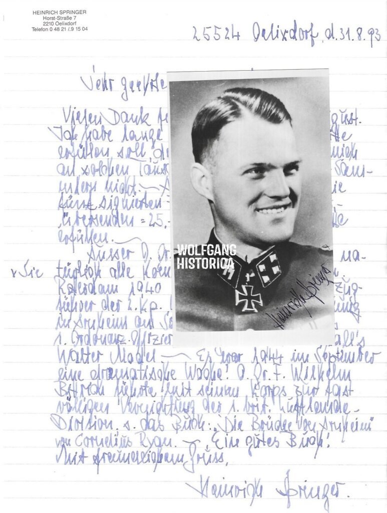 Heinrich Springer – “LSSAH” & “Hitlerjugend” Division (Normandy, Arnhem ...