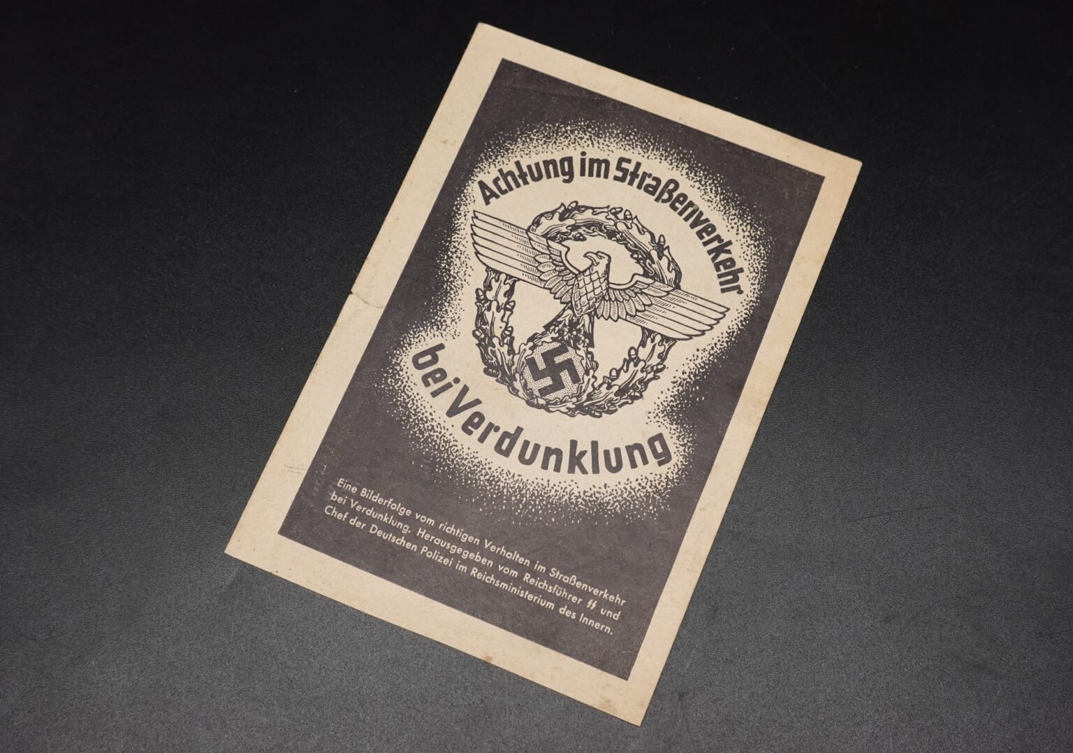 WWII German Blackout Instruction Folder “Achtung im Straßenverkehr bei ...